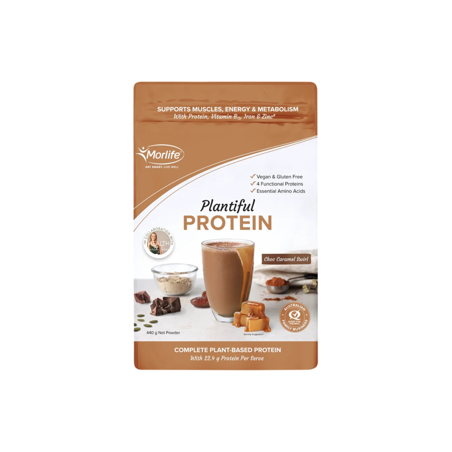 Morlife Plantiful Protein Choc Caramel Swirl 440g | Morlife