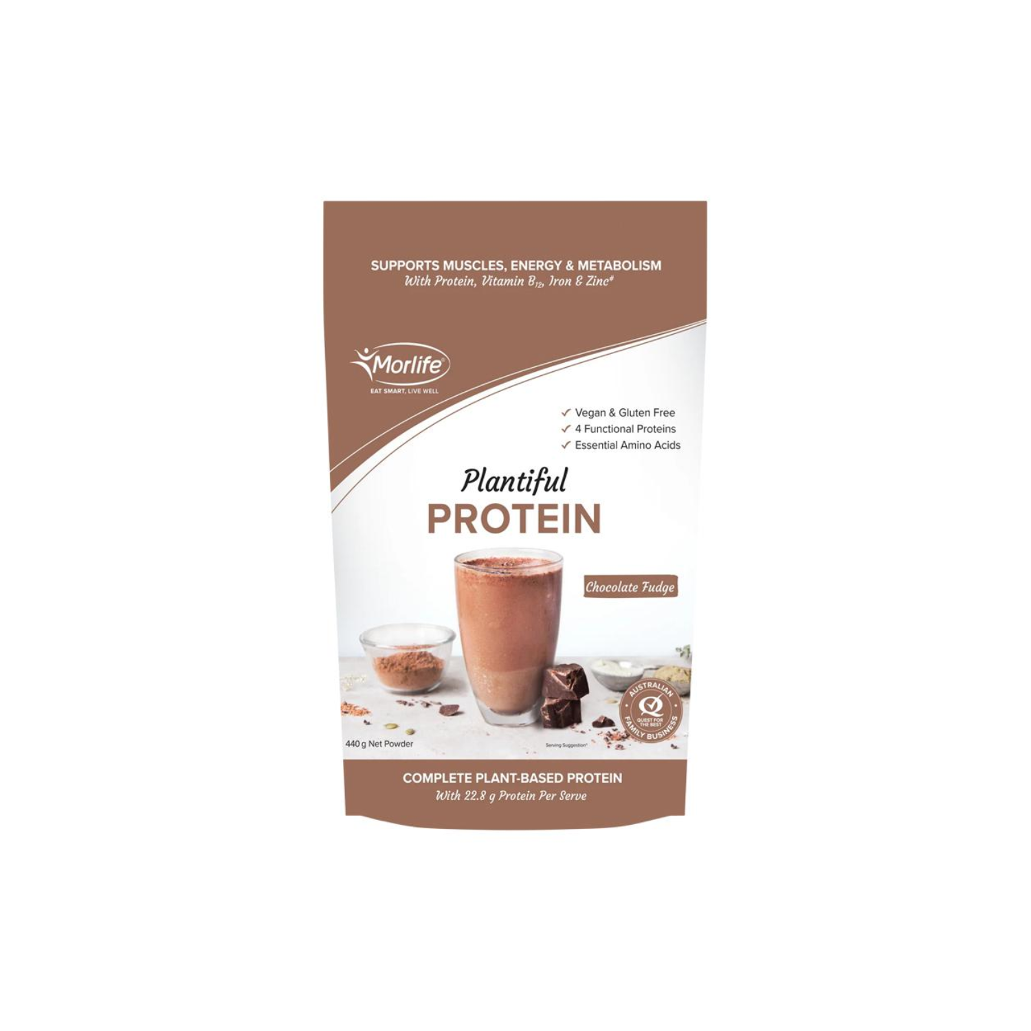 Morlife Plantiful Protein Chocolate Fudge 440g | Morlife